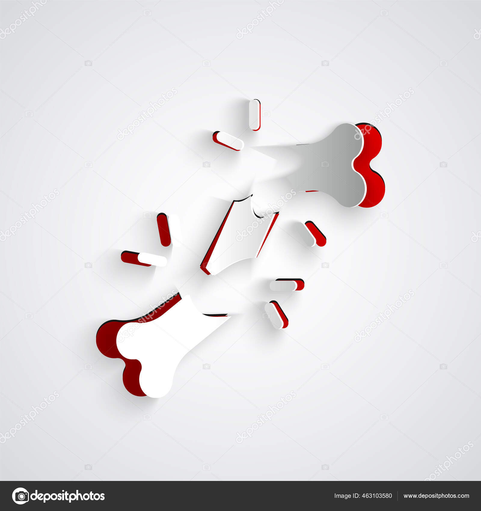Paper Cut Human Broken Bone Icon Isolated Grey Background Paper Stock ...