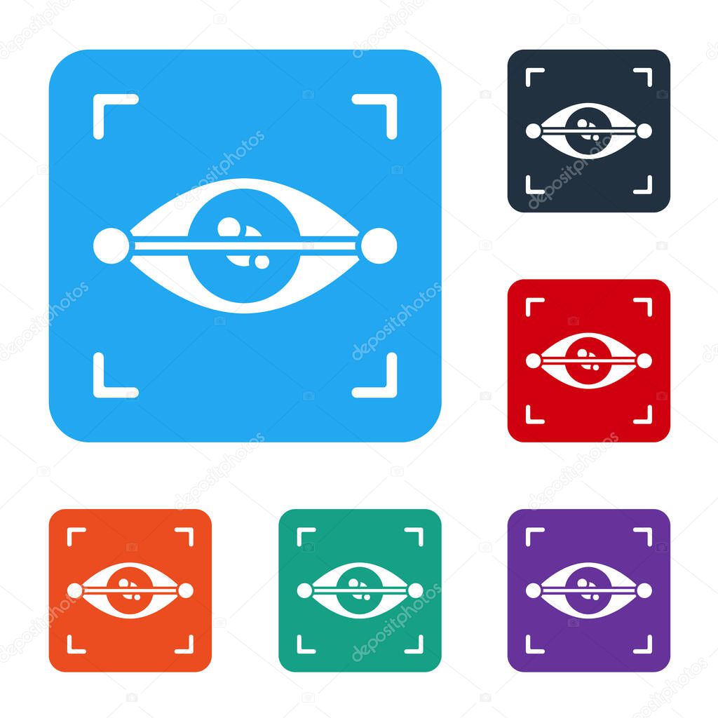 Icono de exploración White Eye aislado sobre fondo blanco. Ojo escáner ...