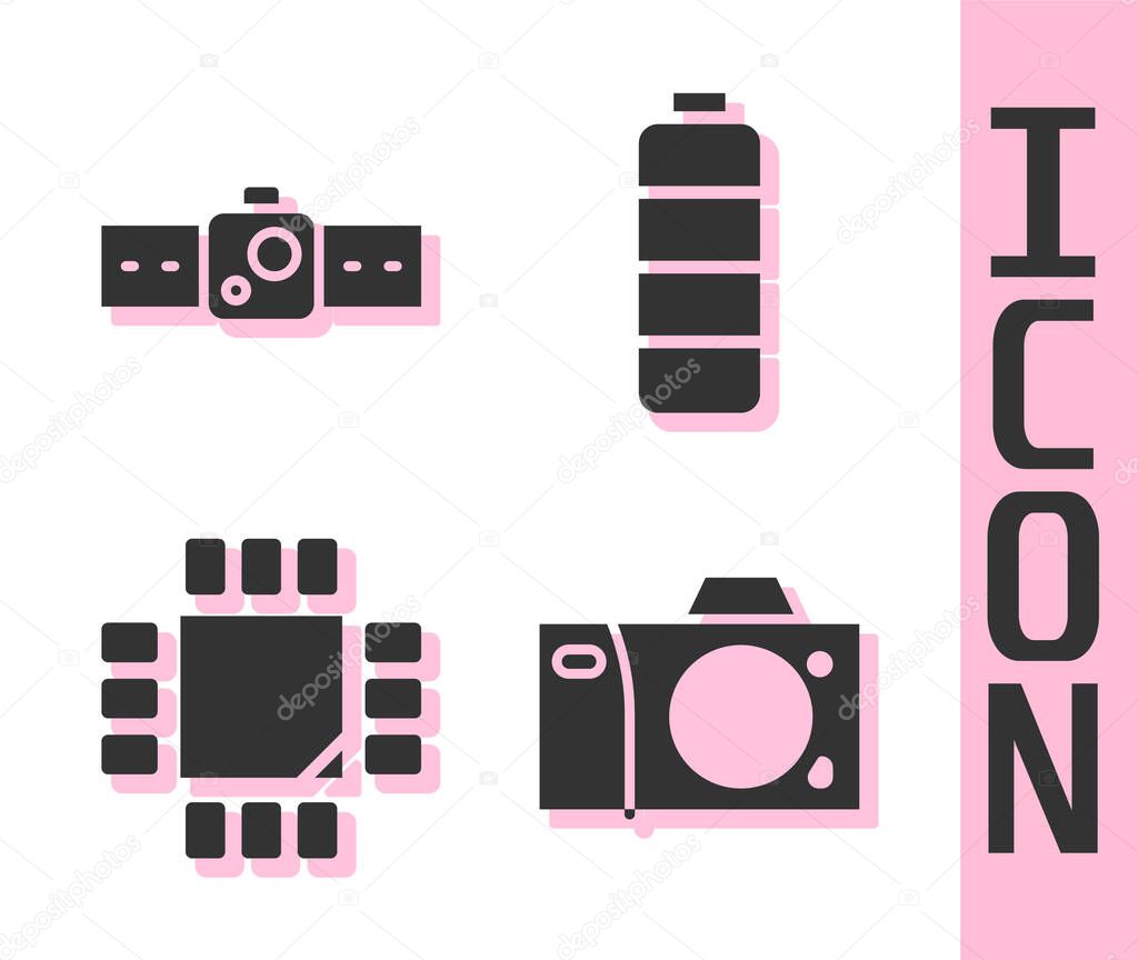 Conjunto de cámara de fotos, Smartwatch, procesador con microcircuitos ...