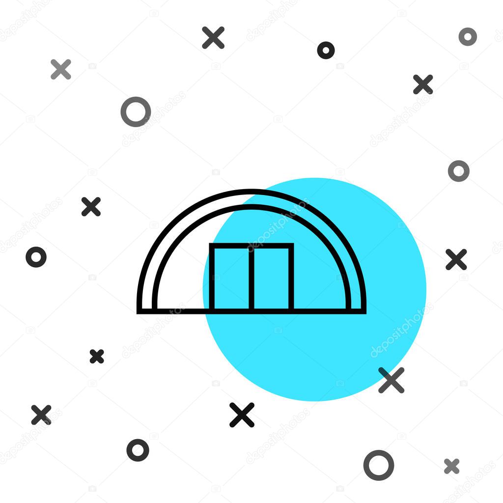 Icono de l nea negra Almac n aislado sobre fondo blanco. Formas din micas aleatorias. Ilustraci ...