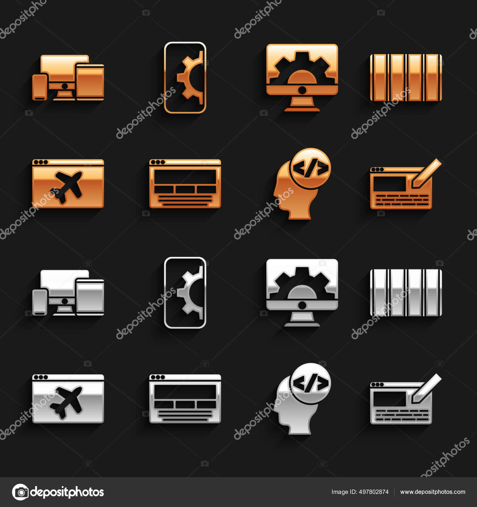 Set Ui Or Ux Design Color Palette Guide Front End Development Website Template Monitor