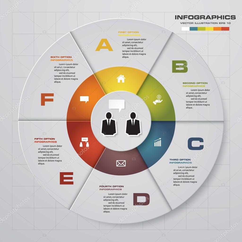 Simple & Editable 6 pasos diagramas de diagramas plantilla / gráfico o ...
