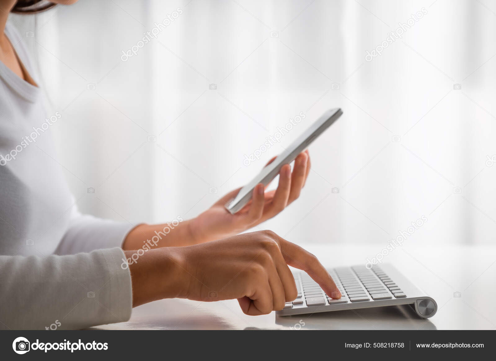 Woman Hand Enter One Time Password Validation Process Laptop Mobile ...