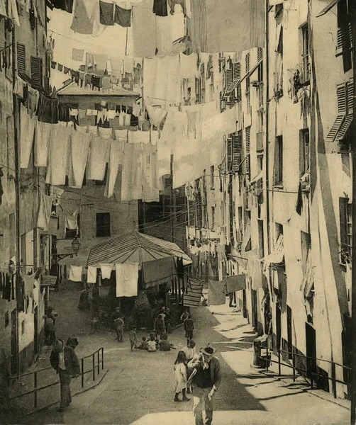 ITALY - CIRCA 1900: A picture printed in Italy shows street View of old ...