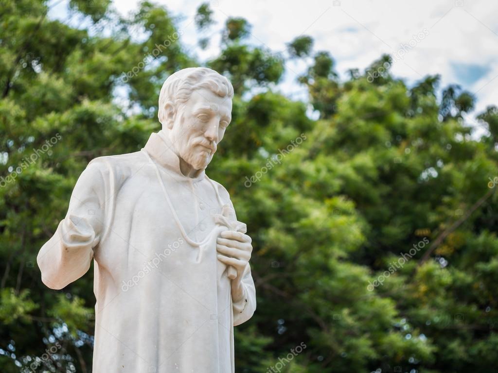 St. Francis Xavier statue in front of the ruins of St Paul's Chu ...
