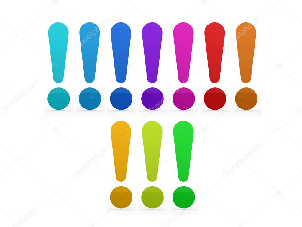 Set of exclamation marks many color isolated on white — Stock Photo ...