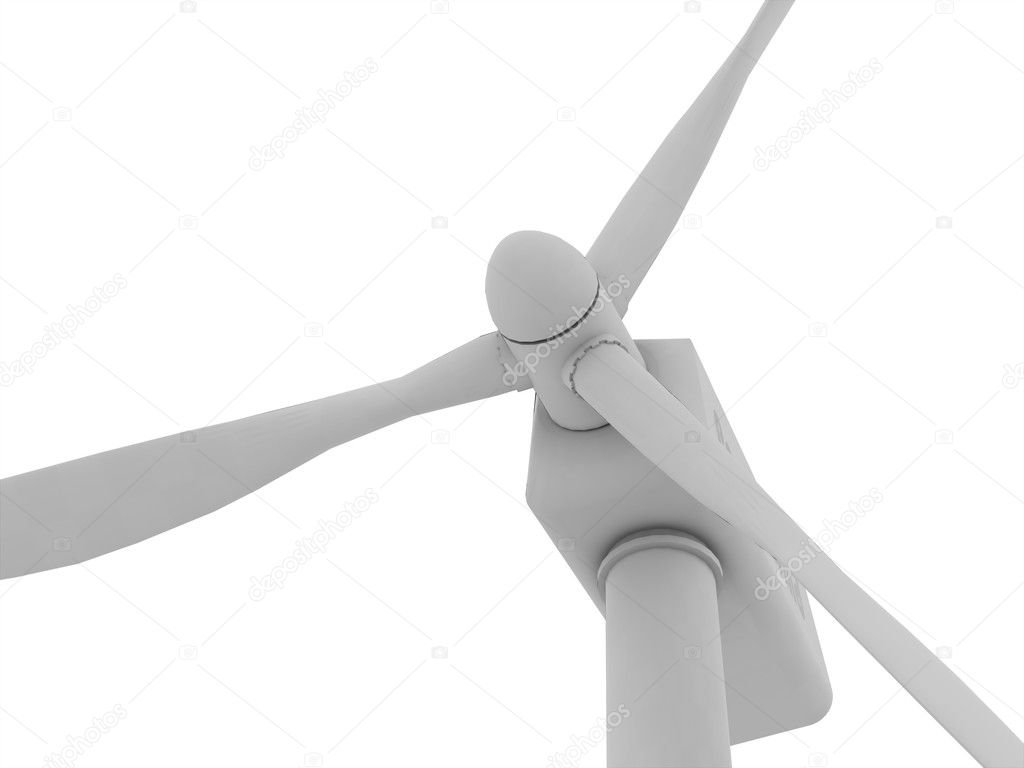 Wind propeller turbines rendered — Stock Photo © pupes #89002290