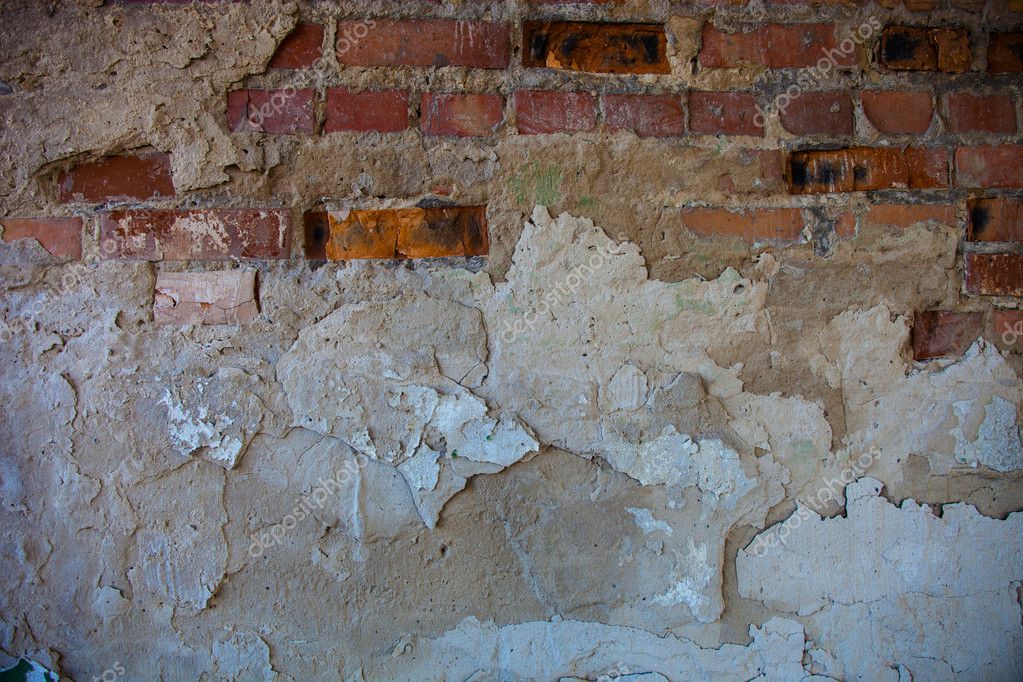 Old brick wall with the damaged plaster — Stock Photo © rootstocks ...