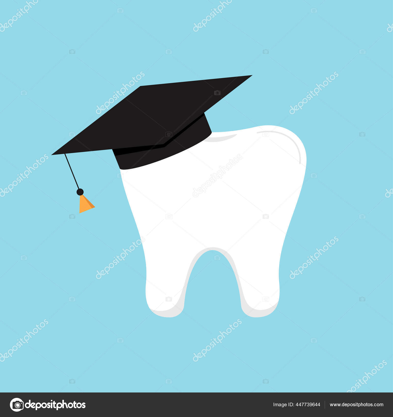 Tooth in graduation hat dental school icon isolated. Stock Illustration ...