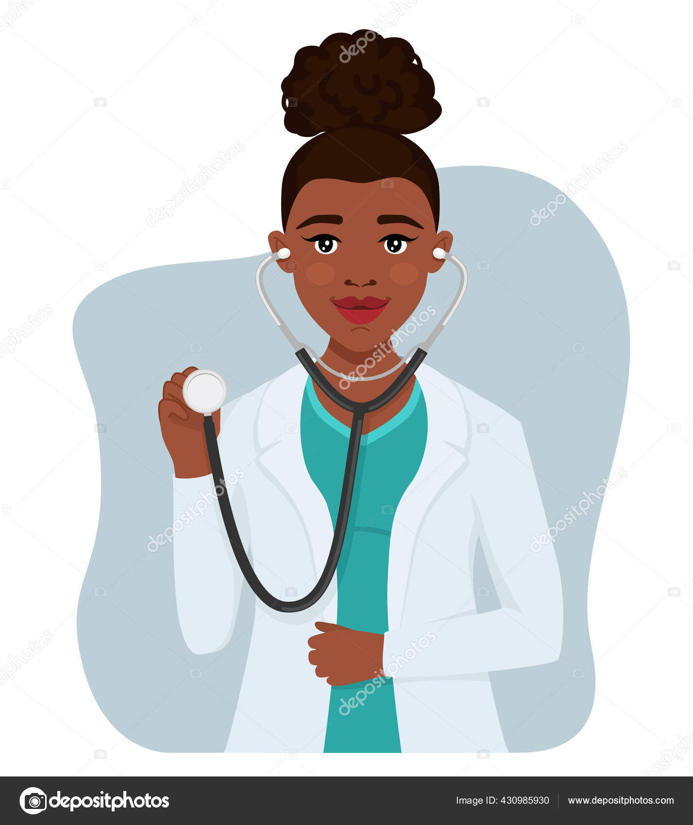 Black doctors character woman with stethoscope. Stock Vector by ...