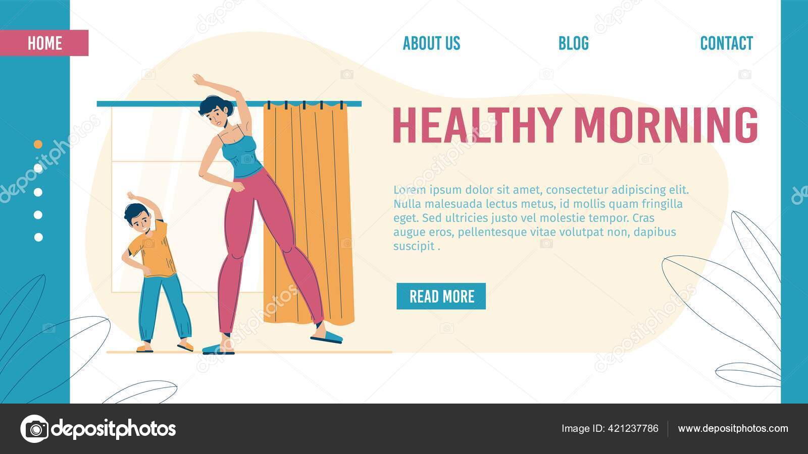 Healthy morning workout exercise landing page Stock Vector Image by ...