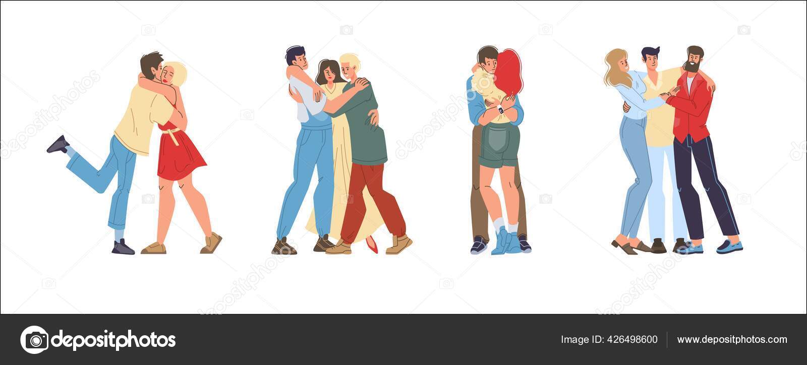 Flat cartoon characters set vector illustration concept Stock Vector ...