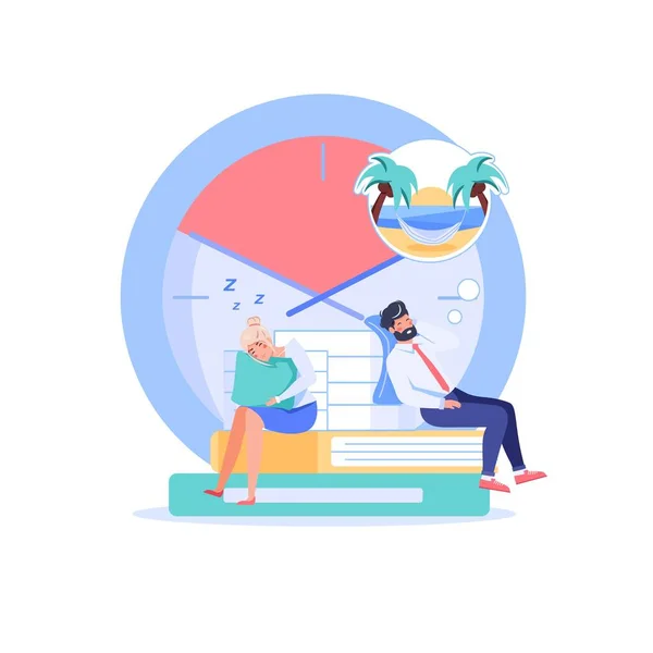 Flat cartoon employee characters procrastination at work vector ...