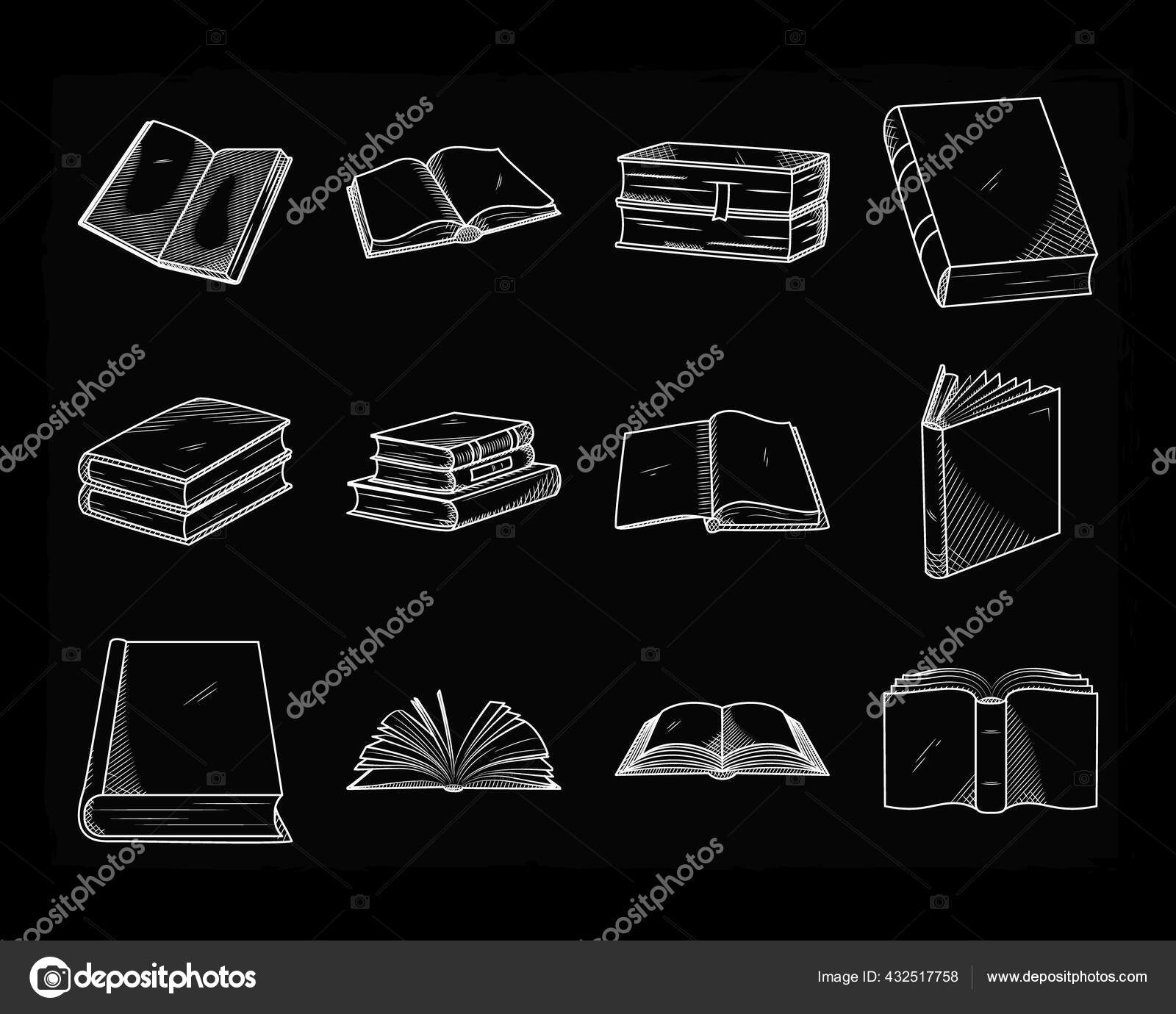 Hand draw books icon set design Stock Vector Image by ©vec.stock #432517758