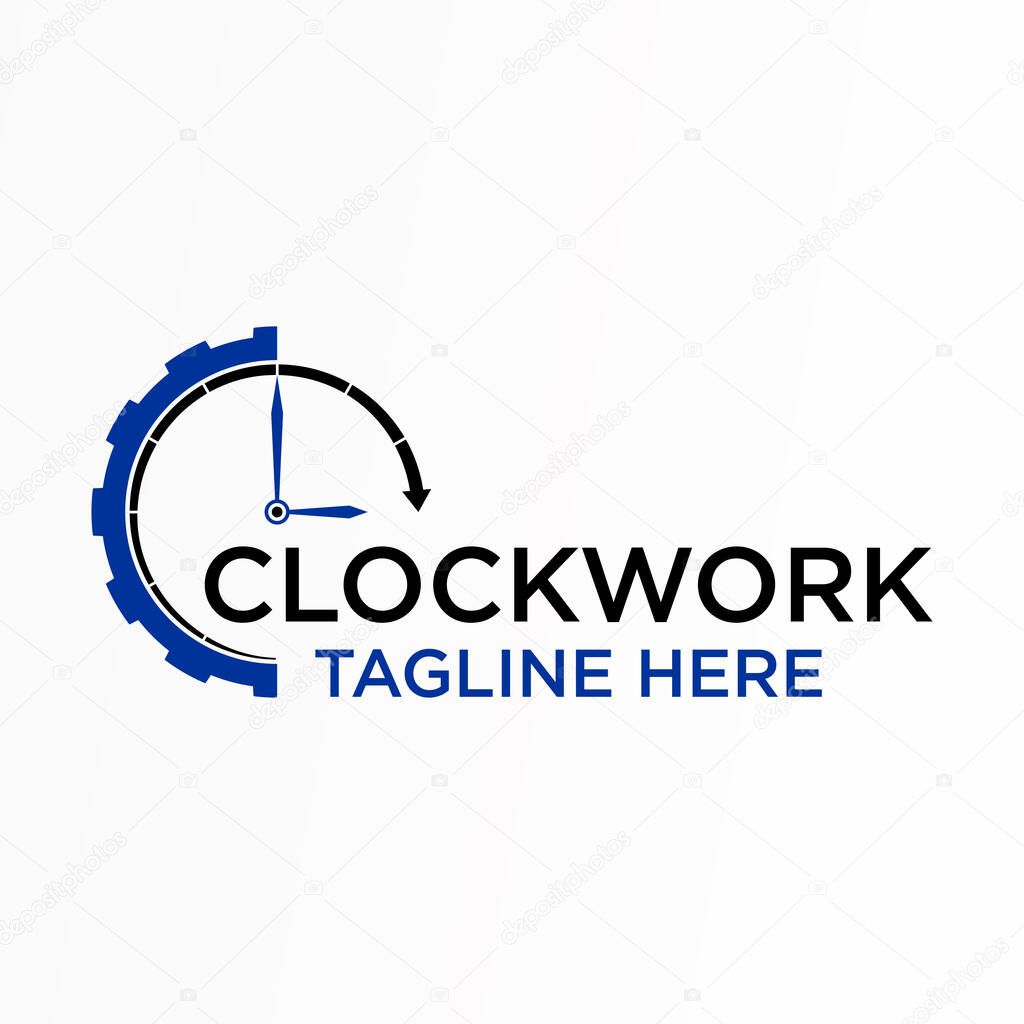 Simple and unique arrow clock and gear (Clockwork) image graphic icon ...
