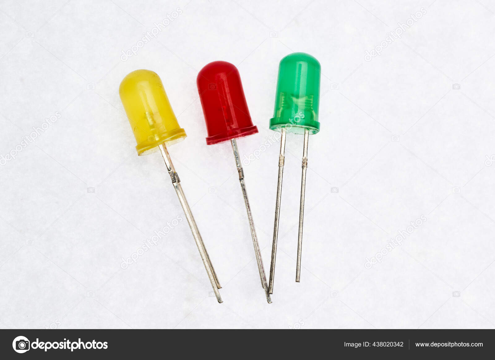 Yellow Orange Green Light Emitter Diodes Led White Background Stock ...