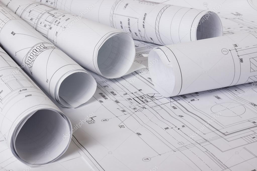 Architectural blueprints and blueprint rolls Stock Photo by ©vipmen ...