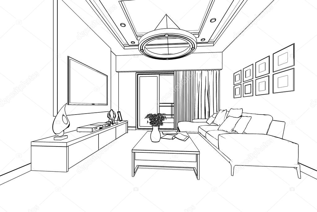 Outline sketch of a interior Stock Illustration by ©tsx_max #98058184