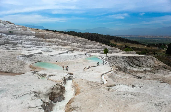Carbonate mineral cliff with calcite-laden waters in Hierapolis ...
