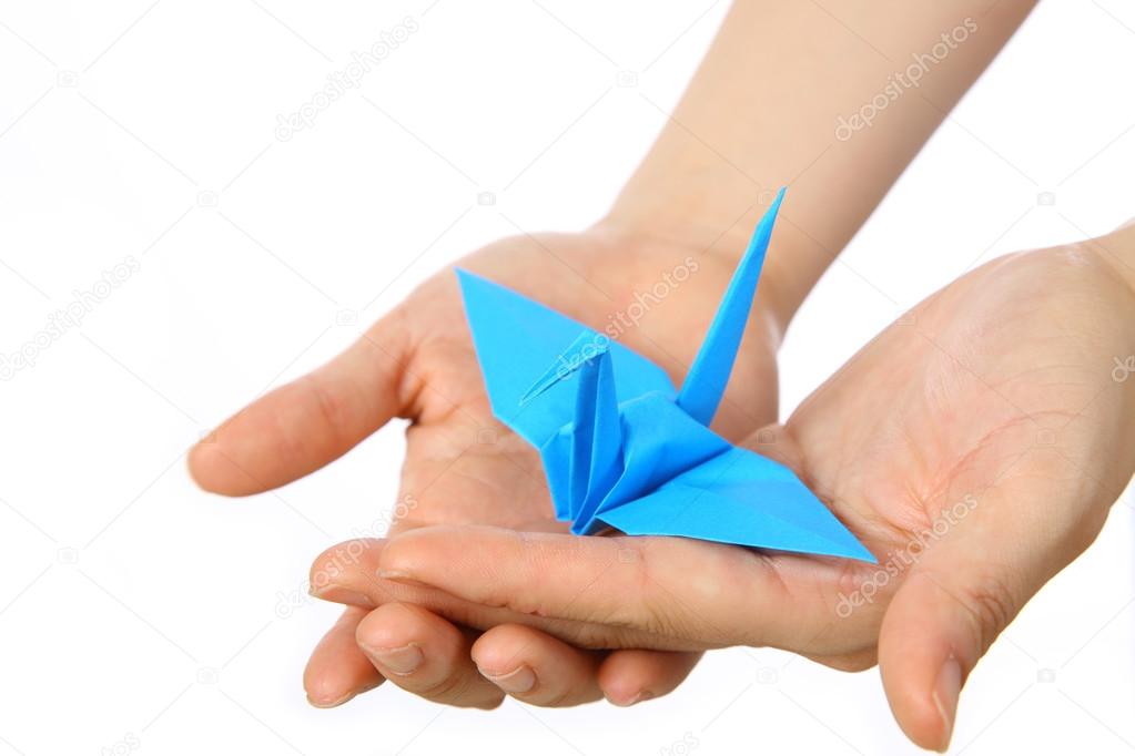 Japanese paper blue bird of luck — Stock Photo © deeblue #57432673