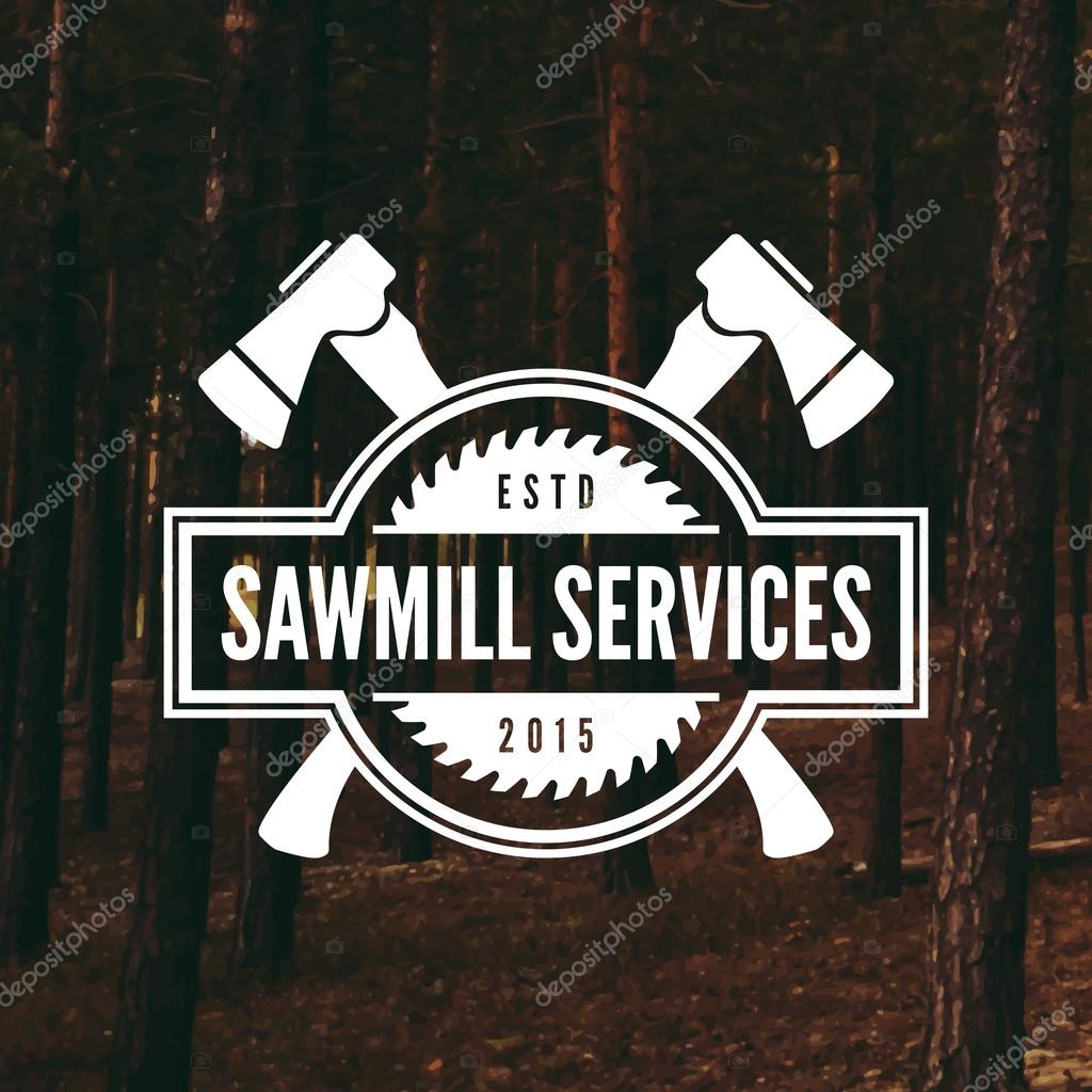 Sawmill label on forest background Stock Vector Image by ©igorrita ...