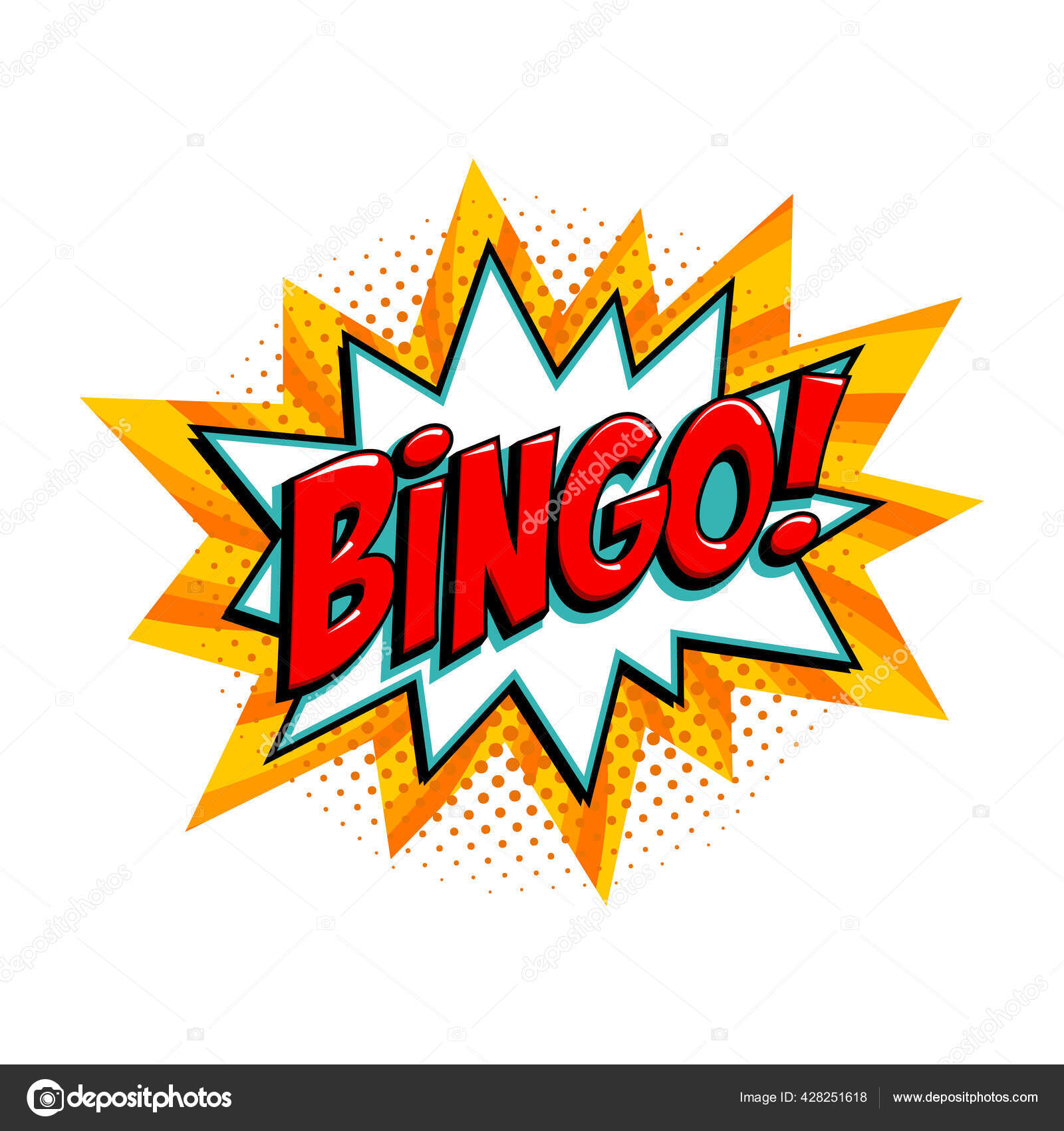 Bingo - lottery yellow vector banner. Lottery game background in Comic ...