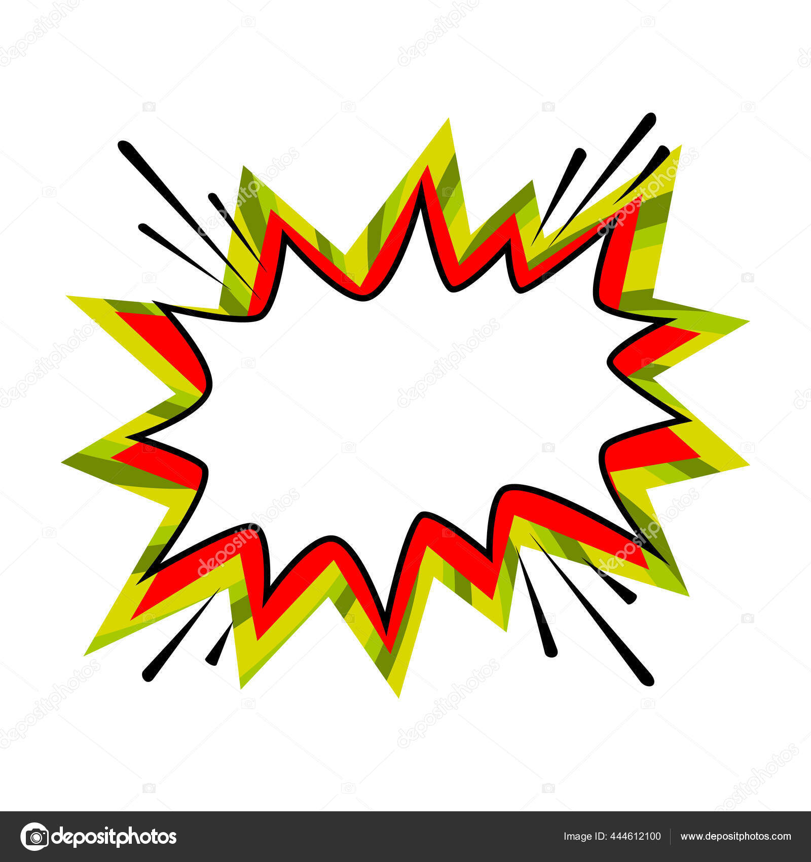 Comic boom balloon. Empty green and red bang speech bubble in Pop Art Style. Vector illustration ...