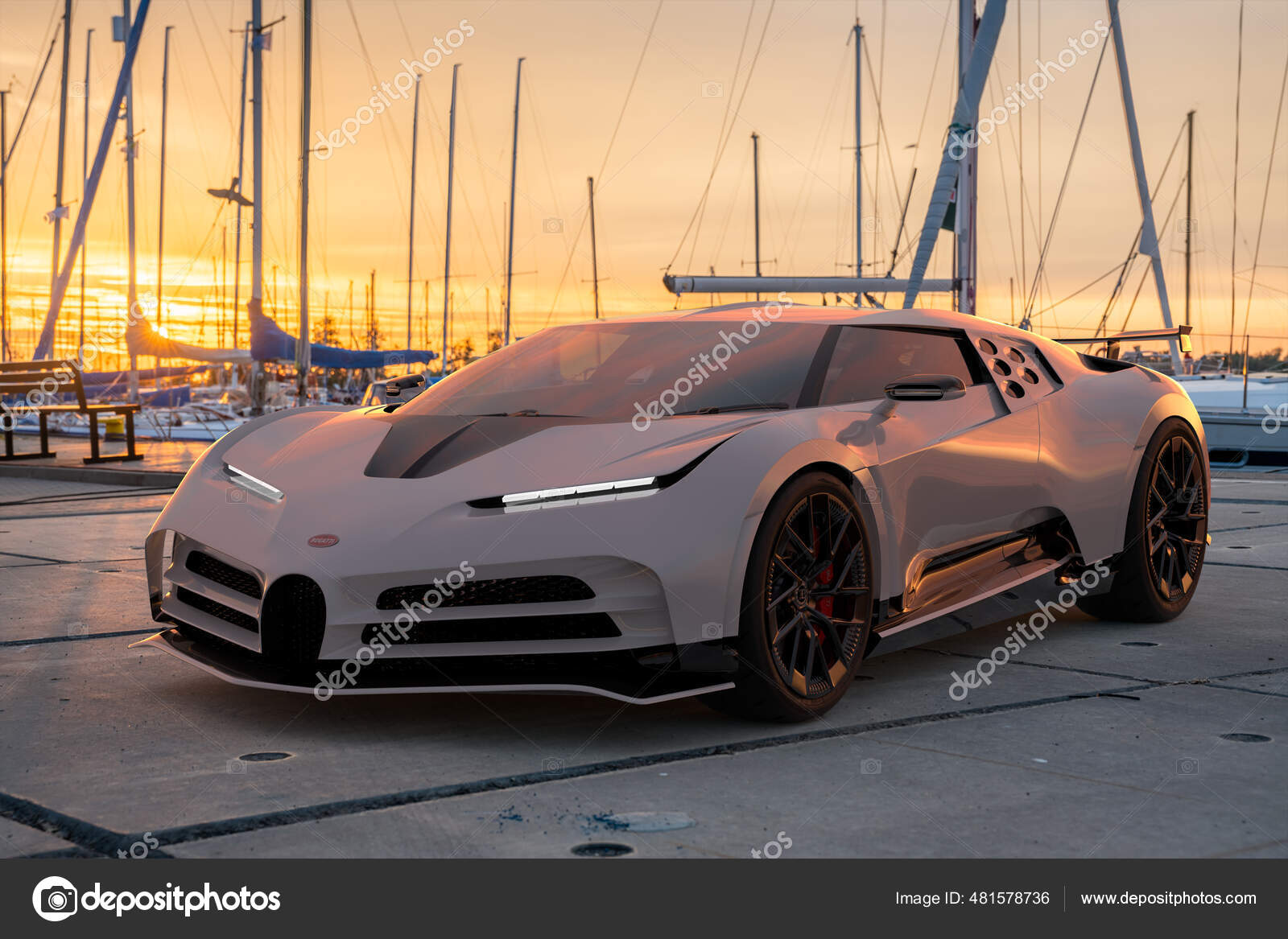 Lujoso Único Bugatti Centodieci Estacionamiento Del Puerto Deportivo ...