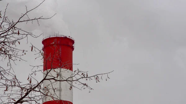 central eléctrica. equipos de centrales eléctricas .white humo de una tubería de una central ...