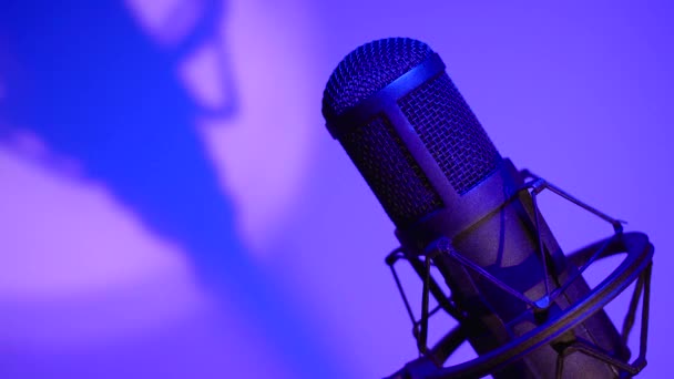 Studio Microphone Color Background — Stock Video © ValeriySound #474344676