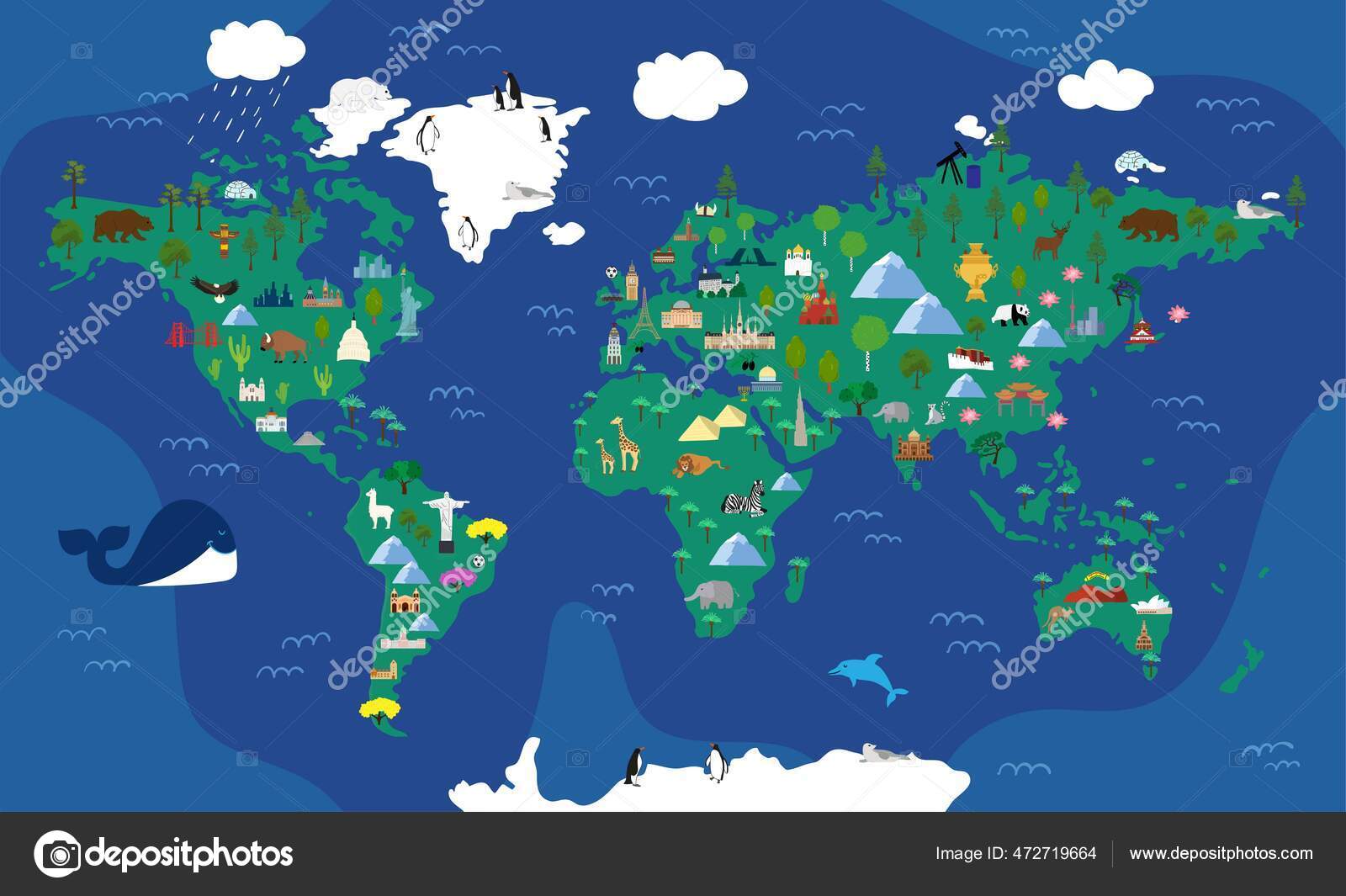 Kart Over Verdens Kontinenter For Barn Laminert Verdenskart Med