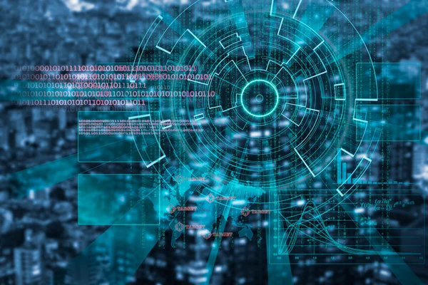 Cyber laser target on a night city blurred background Stock Photo by ...