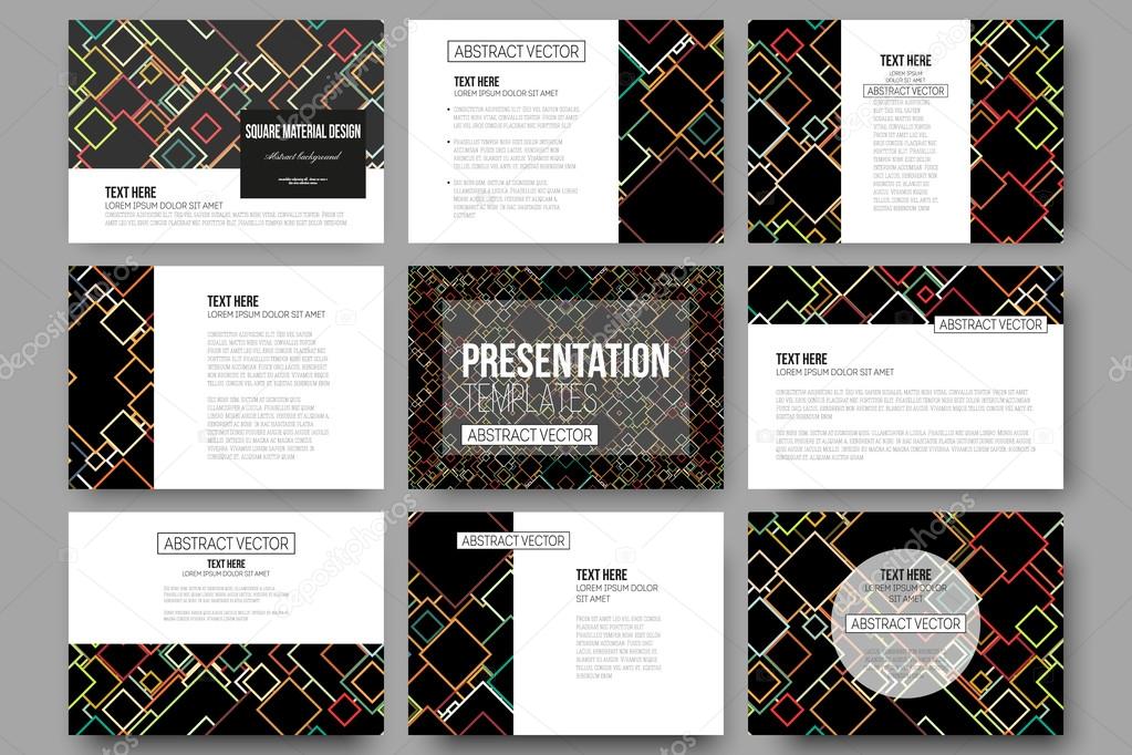 Set of 9 templates for presentation slides. Material Design. Colored ...