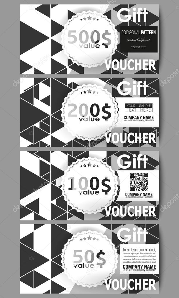 Set of modern gift voucher templates. Triangular vector pattern ...