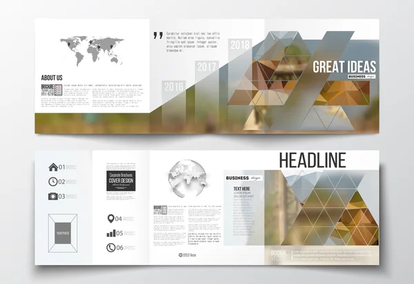 Set of tri-fold brochures, square design templates. Polygonal ...