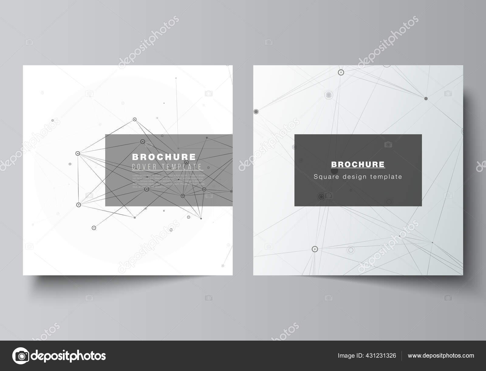 Vector layout of two square covers templates for brochure, flyer ...