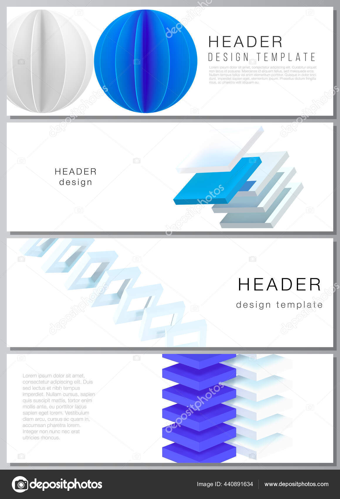 Vector layout of headers, banner templates for website footer design ...