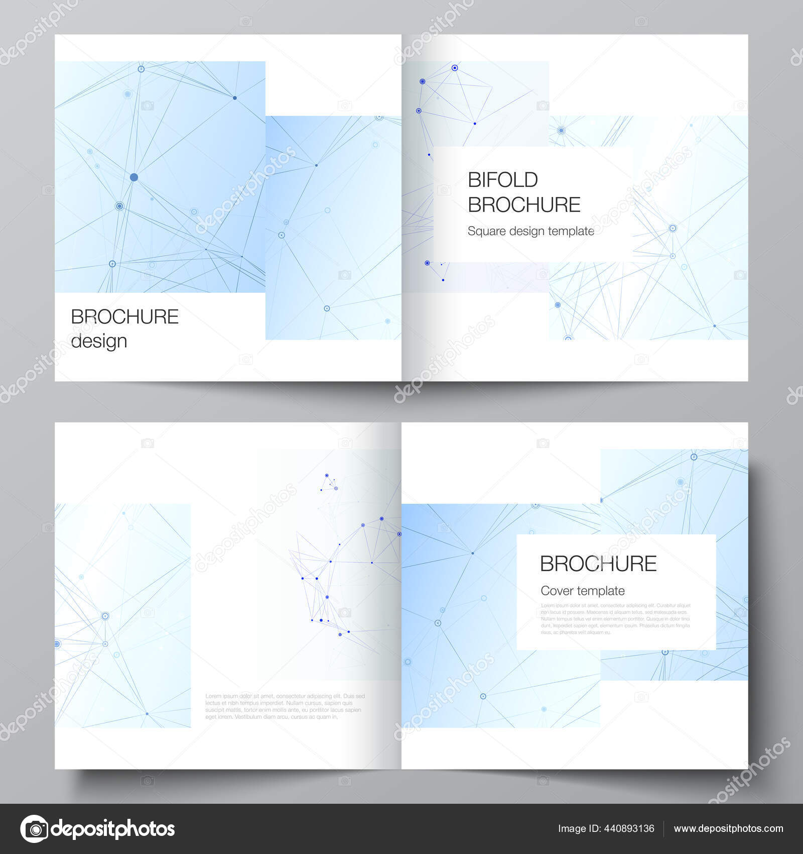 Vector layout of two covers templates for square bifold brochure, flyer ...