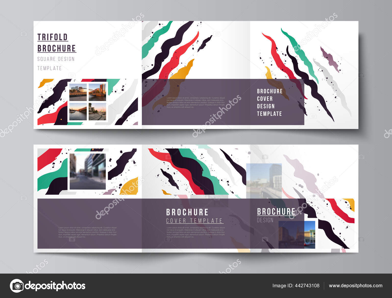 Vector layout of square format covers design templates for trifold ...