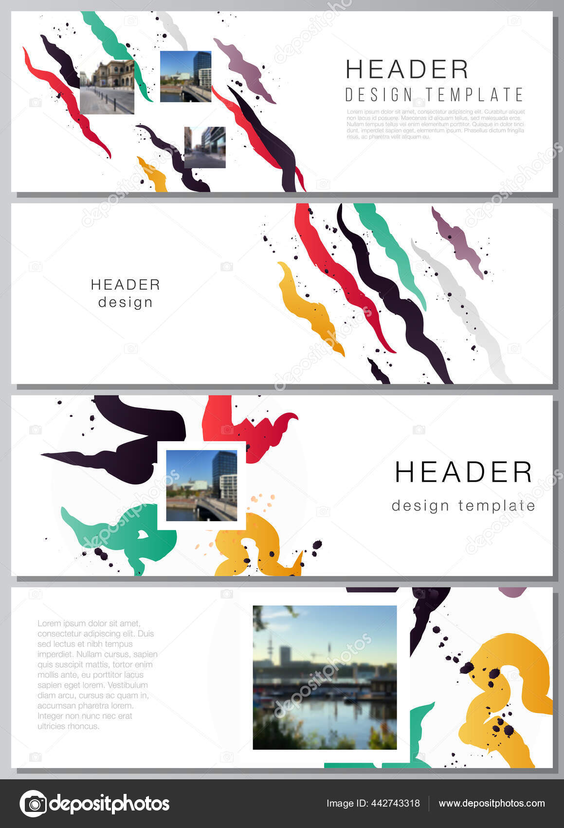 Vector layout of headers, banner design templates for website footer ...