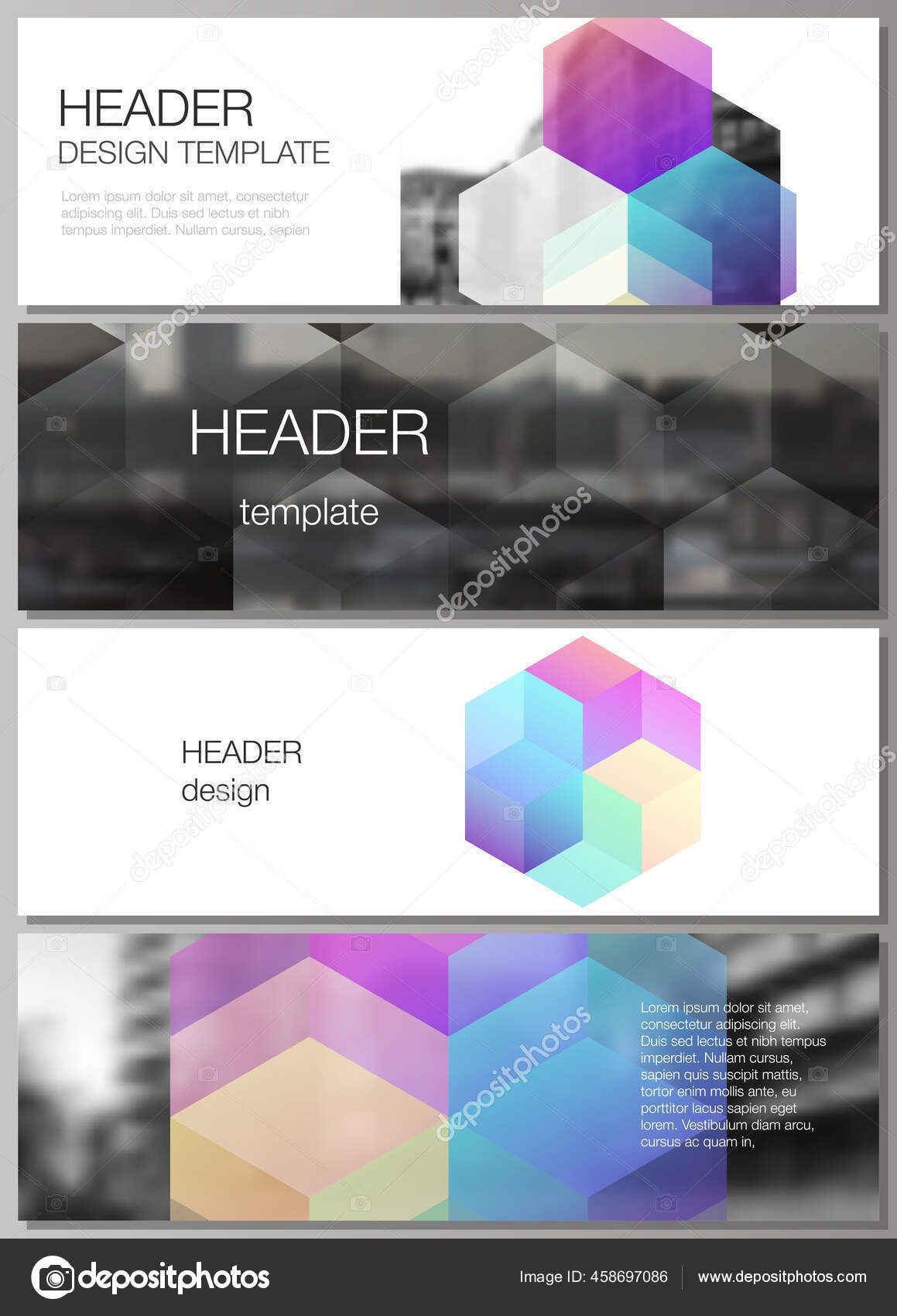 Vector layout of headers, banner design templates with abstract shapes ...