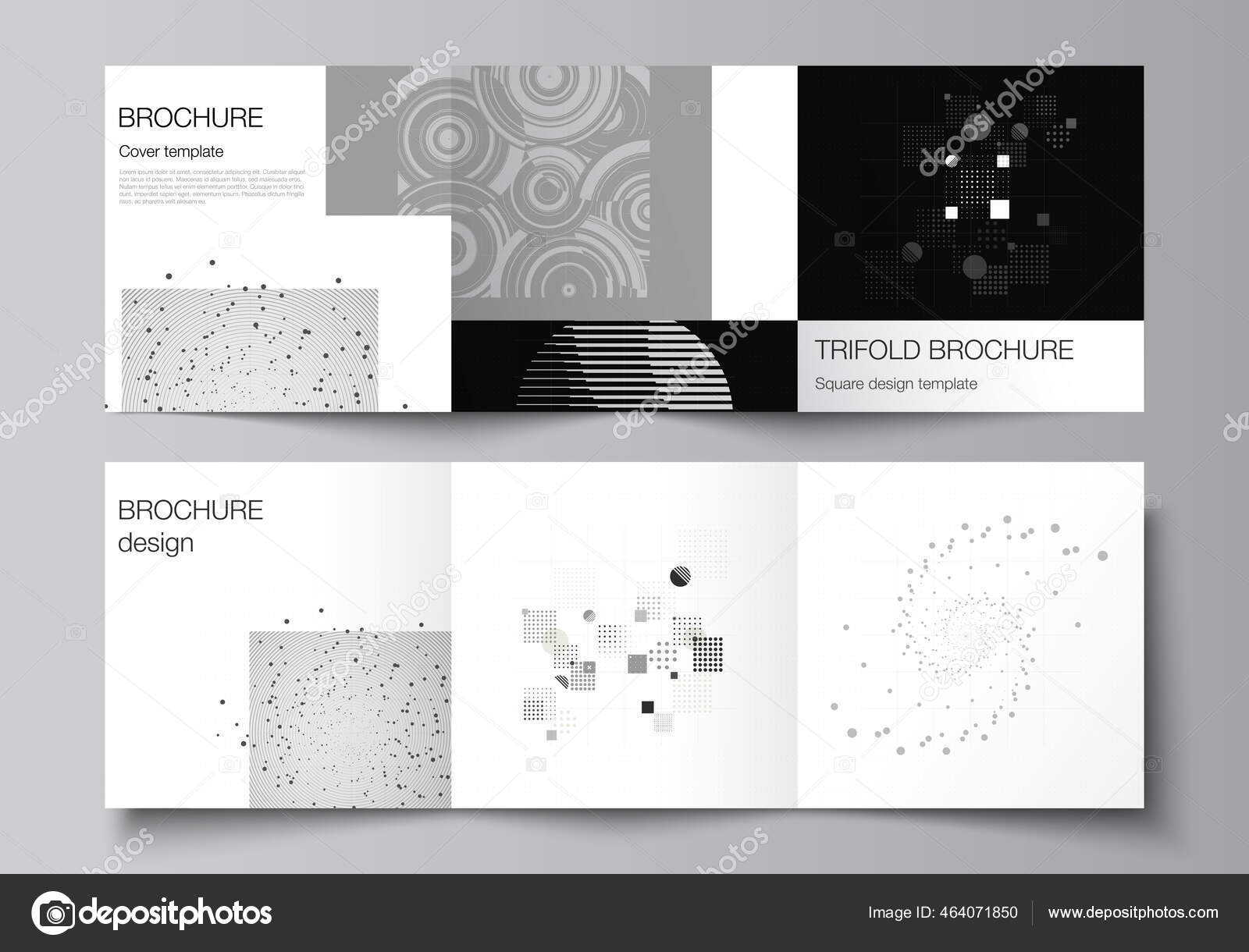 Vector layout of square covers templates for trifold brochure, flyer ...