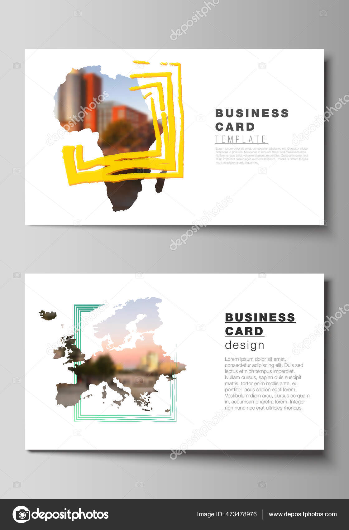 Vector layout of two creative business cards design templates ...