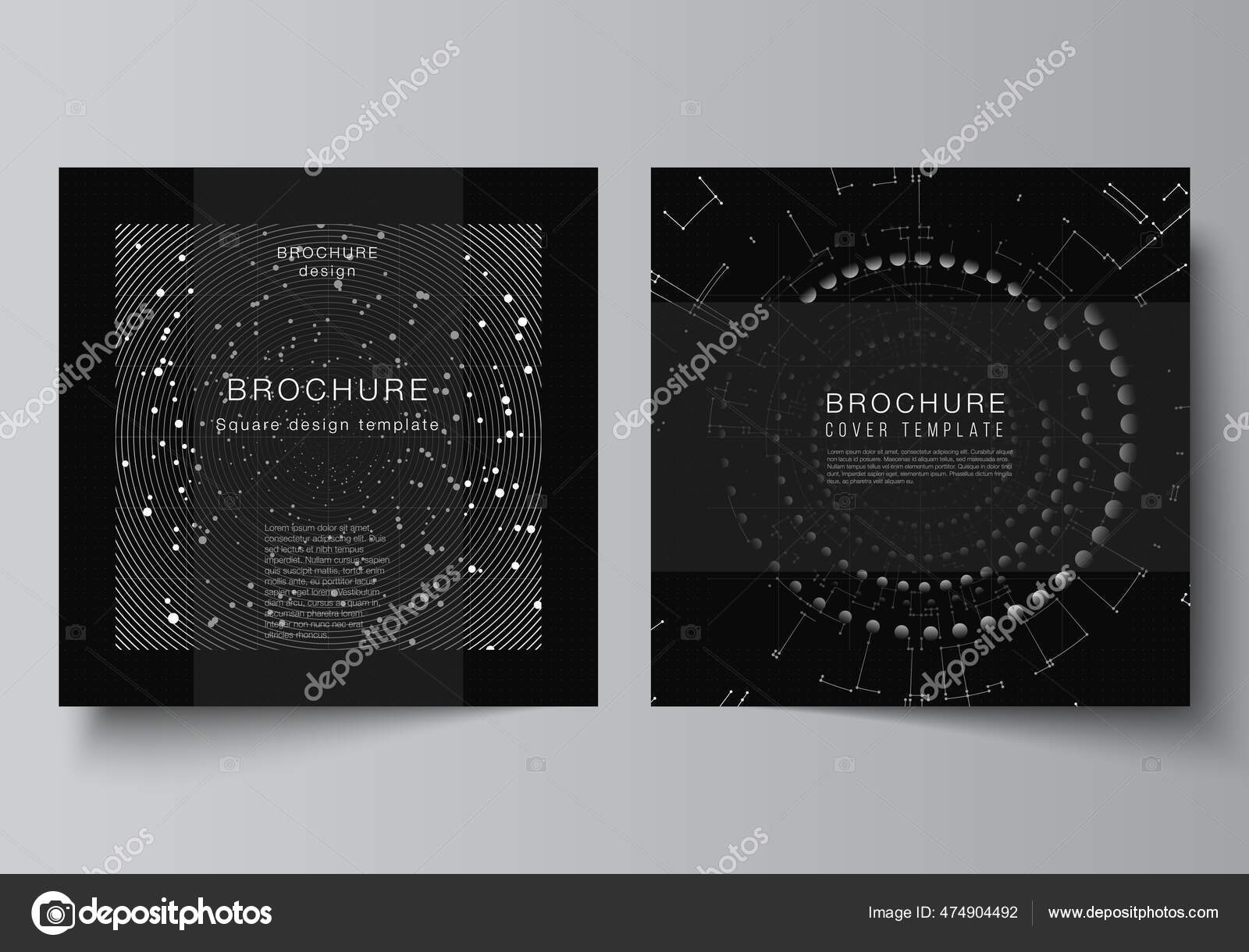 Vector layout of two square covers design templates for brochure, flyer ...