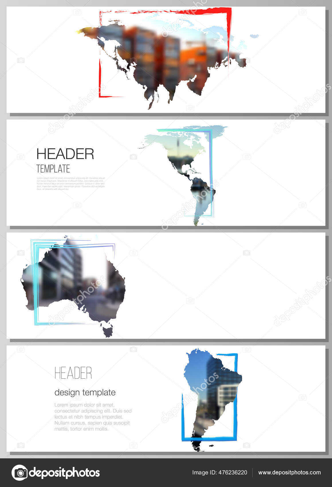 Vector layout of headers, banner templates for website footer design ...