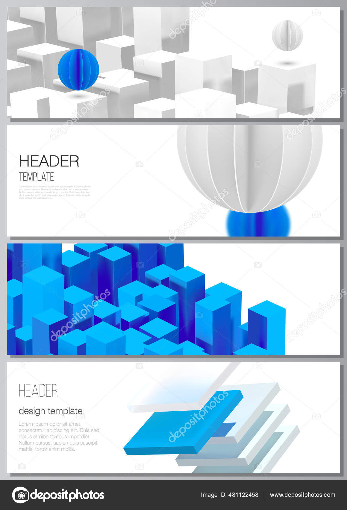 Vector layout of headers, banner templates for website footer design ...