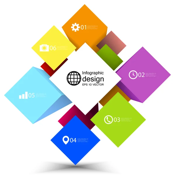 Infographic cube box for business concepts, wooden design background ...