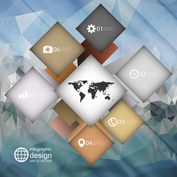 Infographic cube box for business concepts, wooden design background ...