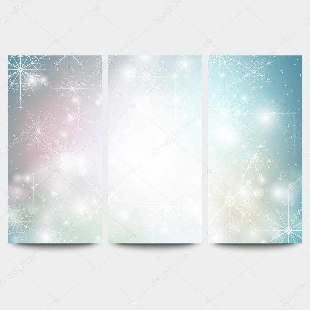 Winter backgrounds set with snowflakes. Abstract winter design and ...