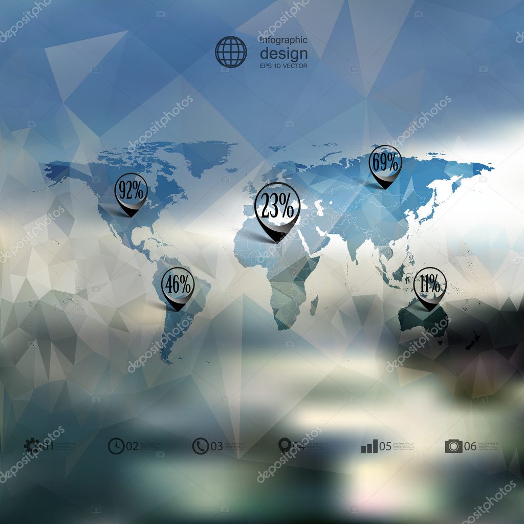 World map template, triangle design, infographic vector illustration Stock Vector by ©raevsky ...